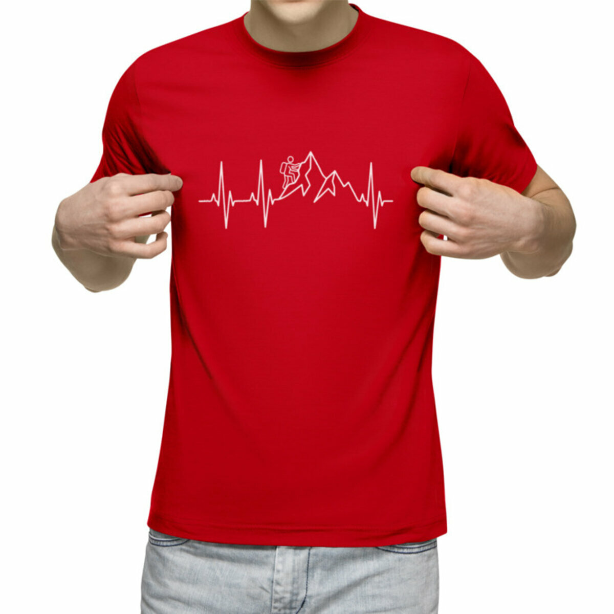 Мужская футболка «Скалолаз Альпинист Боулдеринг горы гиду трекинг» (красный, L)