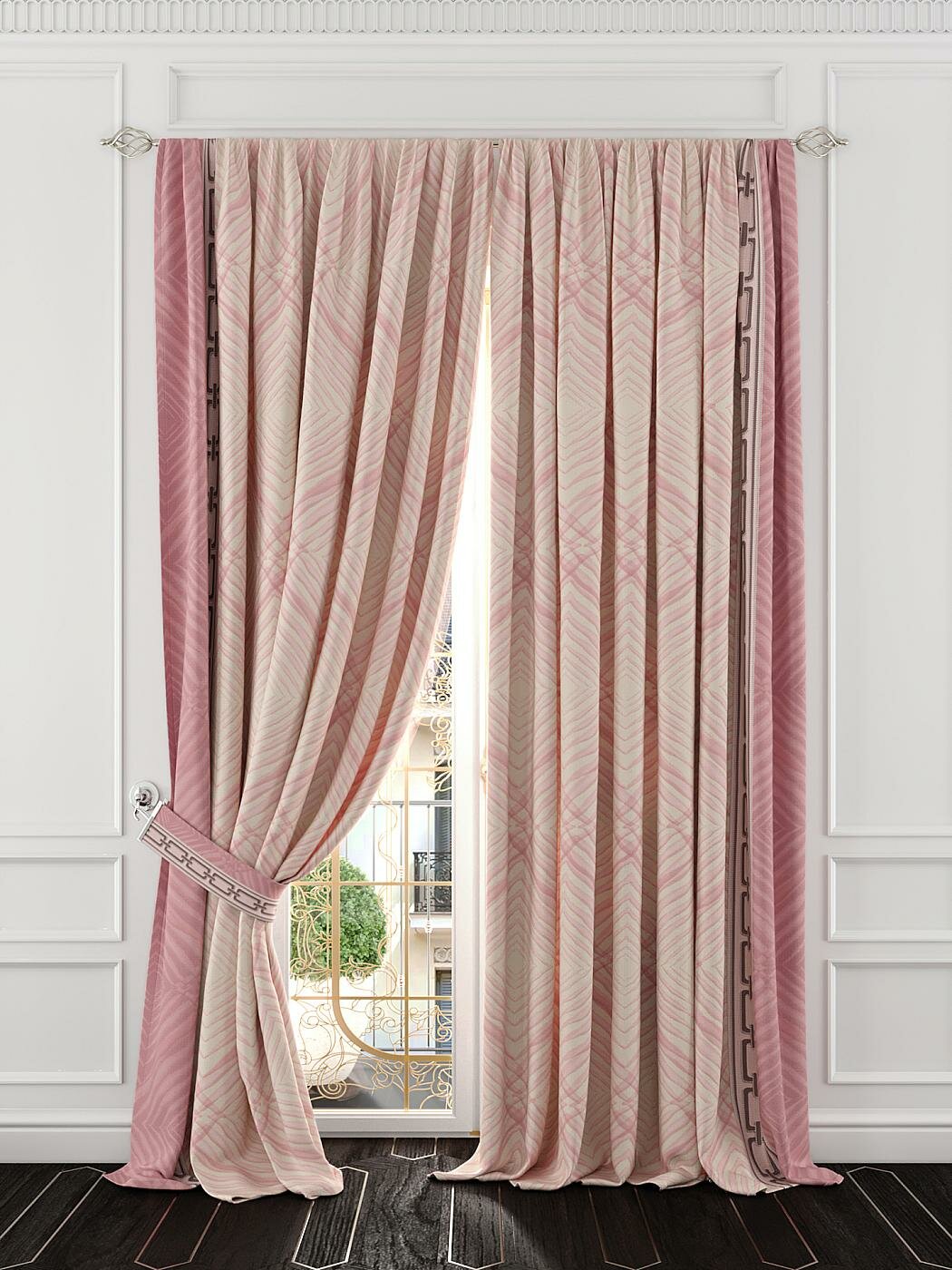 Штора для спальни и гостиной готовая 220x280 см с рисунком (980399-280)