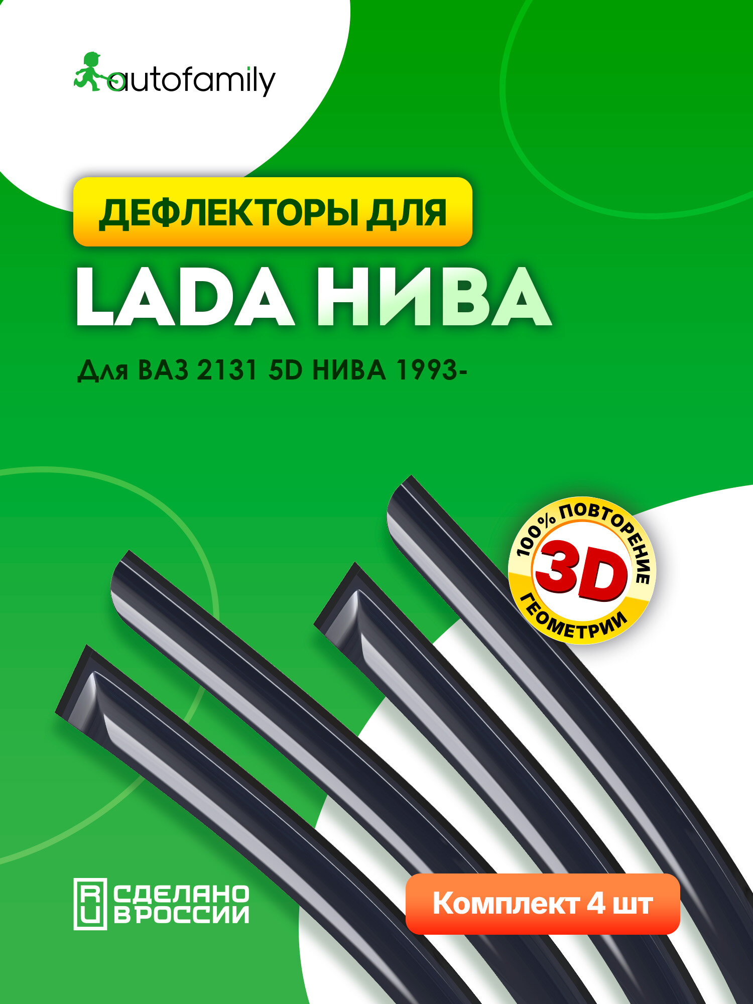 Дефлекторы окон для Лада Нива (ВАЗ 2131) 5 дверная 1993-2020 / Лада Нива
