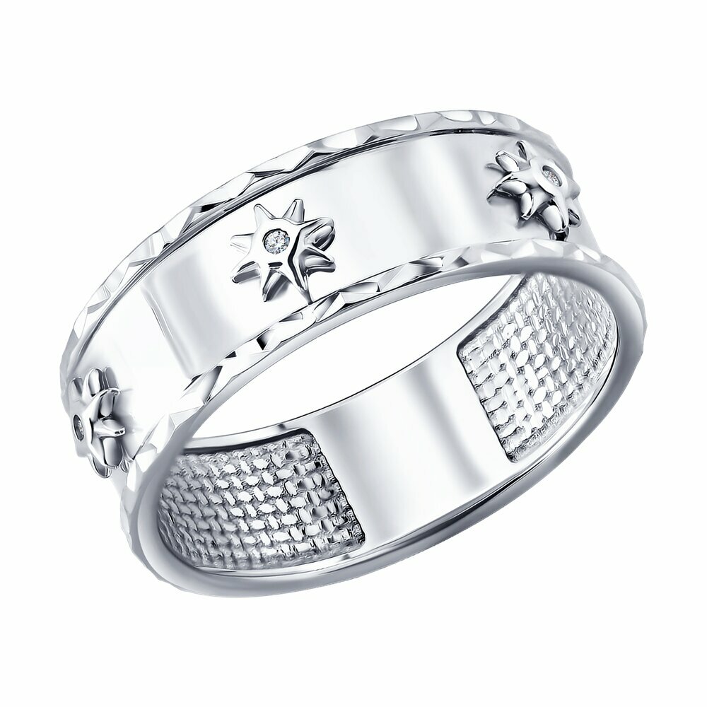 Кольцо, серебро, 925 проба, родирование, бриллиант