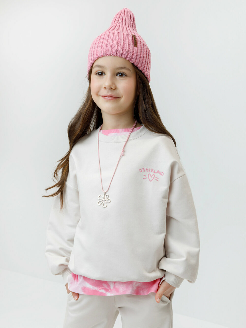 Свитшот базовый с принтом для девочки