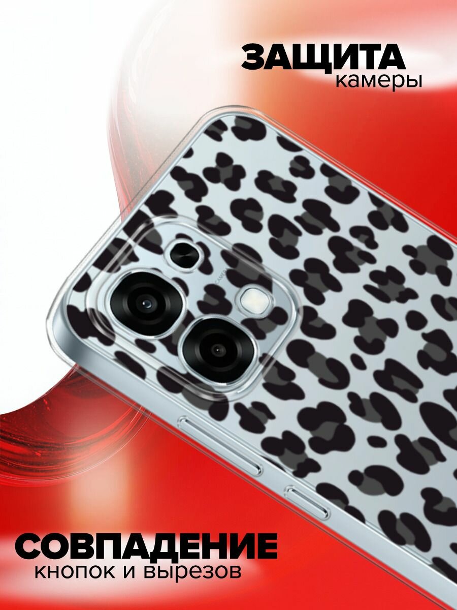Чехол на Oppo A6 Pro / Оппо A6 Про с принтом Паттерн черный леопард — фото 1