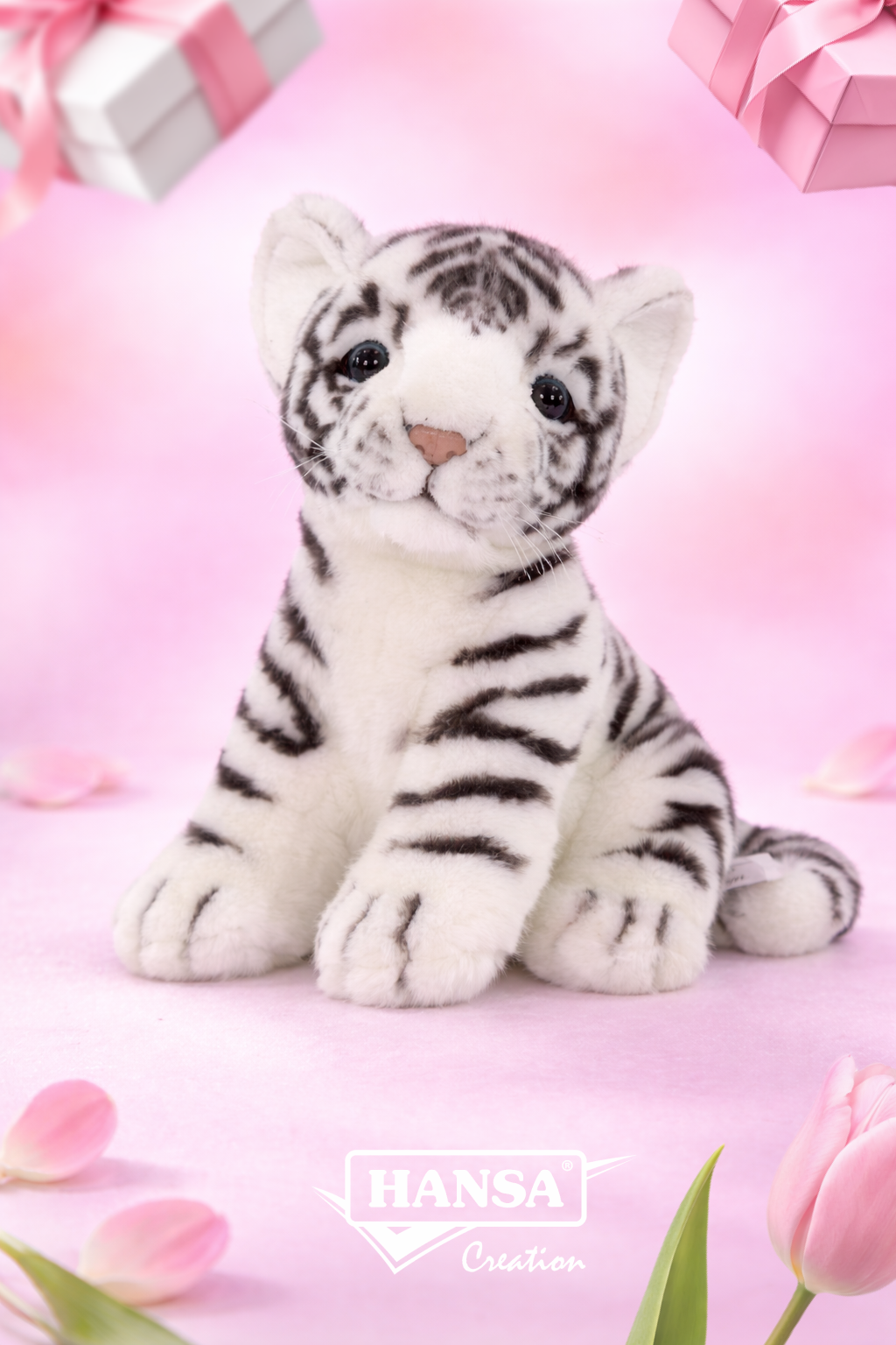 Реалистичная мягкая игрушка Hansa Creation, 3420 Тигр, детёныш, белый, 18 см