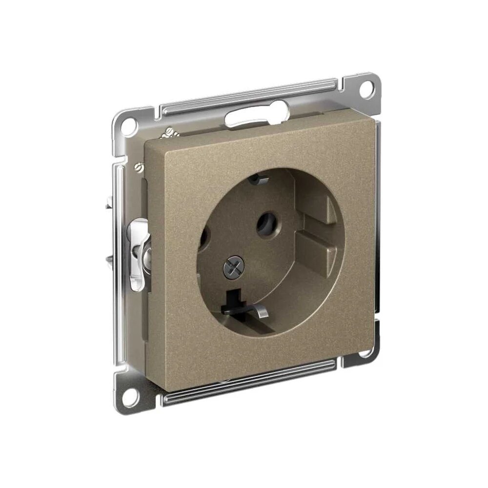 Механизм розетки Systeme Electric 1-м СП ATLAS DESIGN с заземлением, 16А, шампань