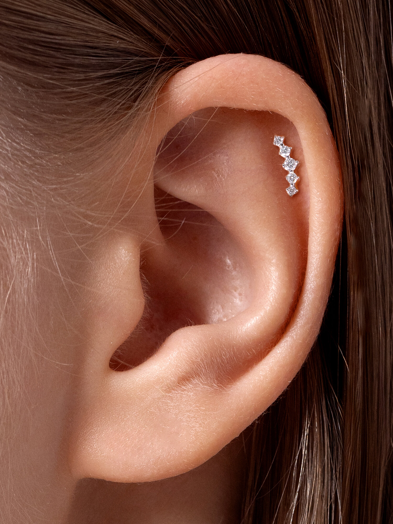 Пирсинг, белое золото, 585 проба, родирование, бриллиант