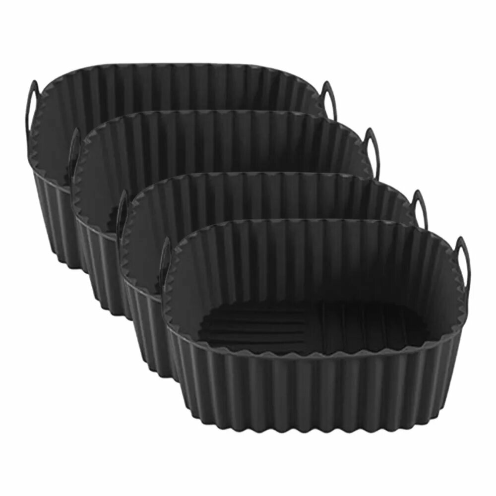 Противни силиконовые для аэрогриля, набор 4 шт, 17 см x 14.7 см, черные