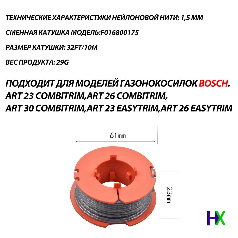 Катушка для триммера для газонокосилок BOSCH ART 23/26/30 EasyTrim, 3+1шт, круглый — фото 1