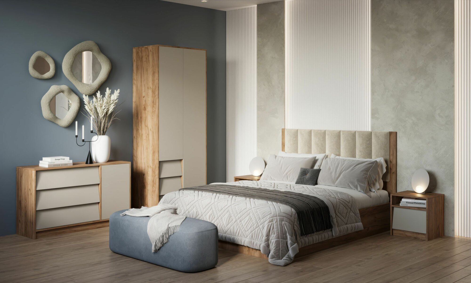 Спальный гарнитур "Ева", крафт табачный/кашемир