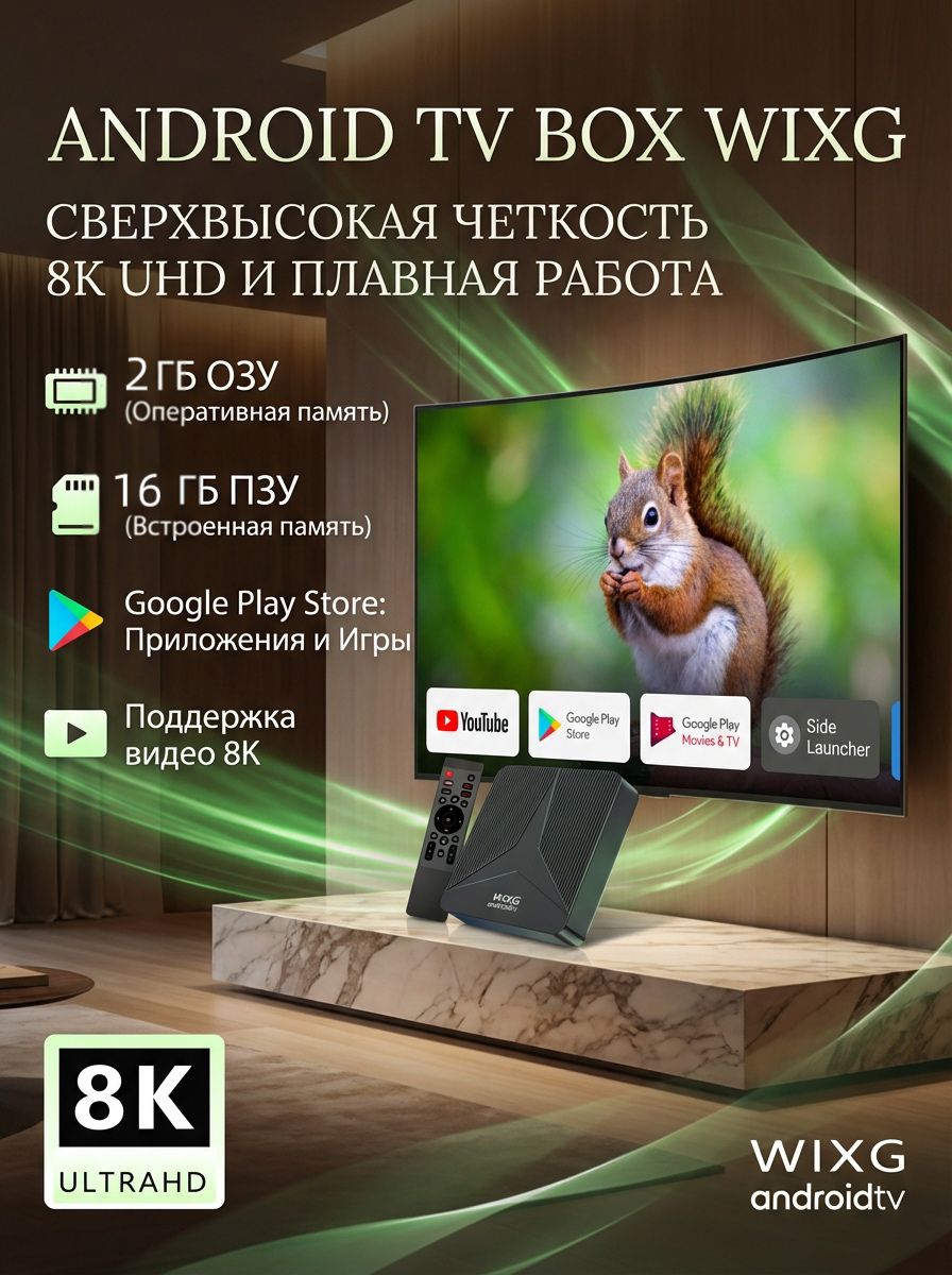Смарт ТВ приставка для телевизора, Медиаплеер, Андроид