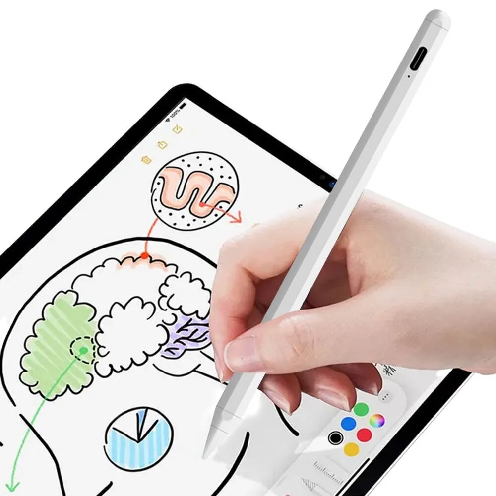 Стилус для iPad с функцией наклона и бокового крепления, белый