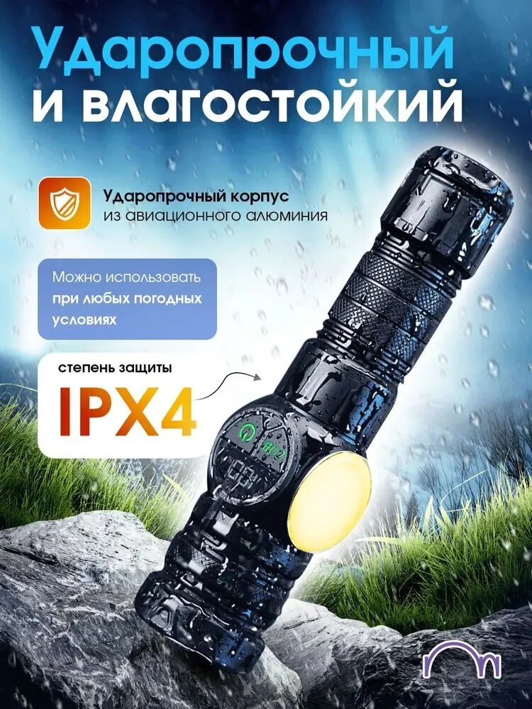 Фонарь лазерный светодиодный ручной прожектор с магнитом на торце, дальность луча 5000M, 9 режимов работы — фото 1