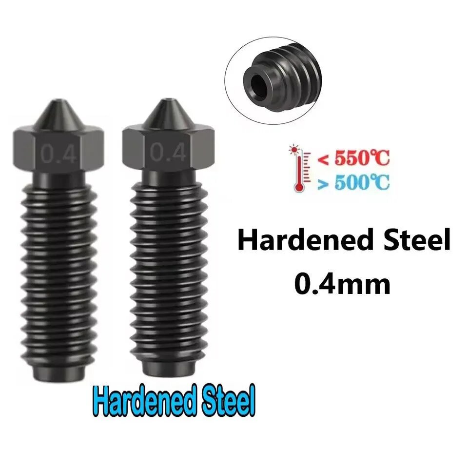 Сопло для 3D-ручки Hardened Steel 0.4mm из закаленной стали для 3D-принтера