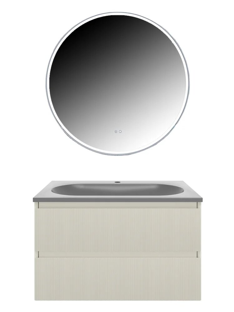 Мебель для ванной комнаты Vincea Welle 80 m.beige soft-touch, раковина VCB-4H800G серый шелк