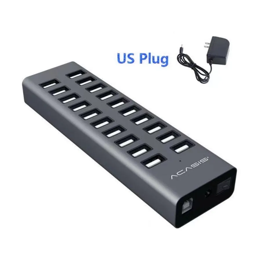 Хаб Acasis USB 2.0 HUB Multifunction Advended 12V 7.5A (20 портов), серый