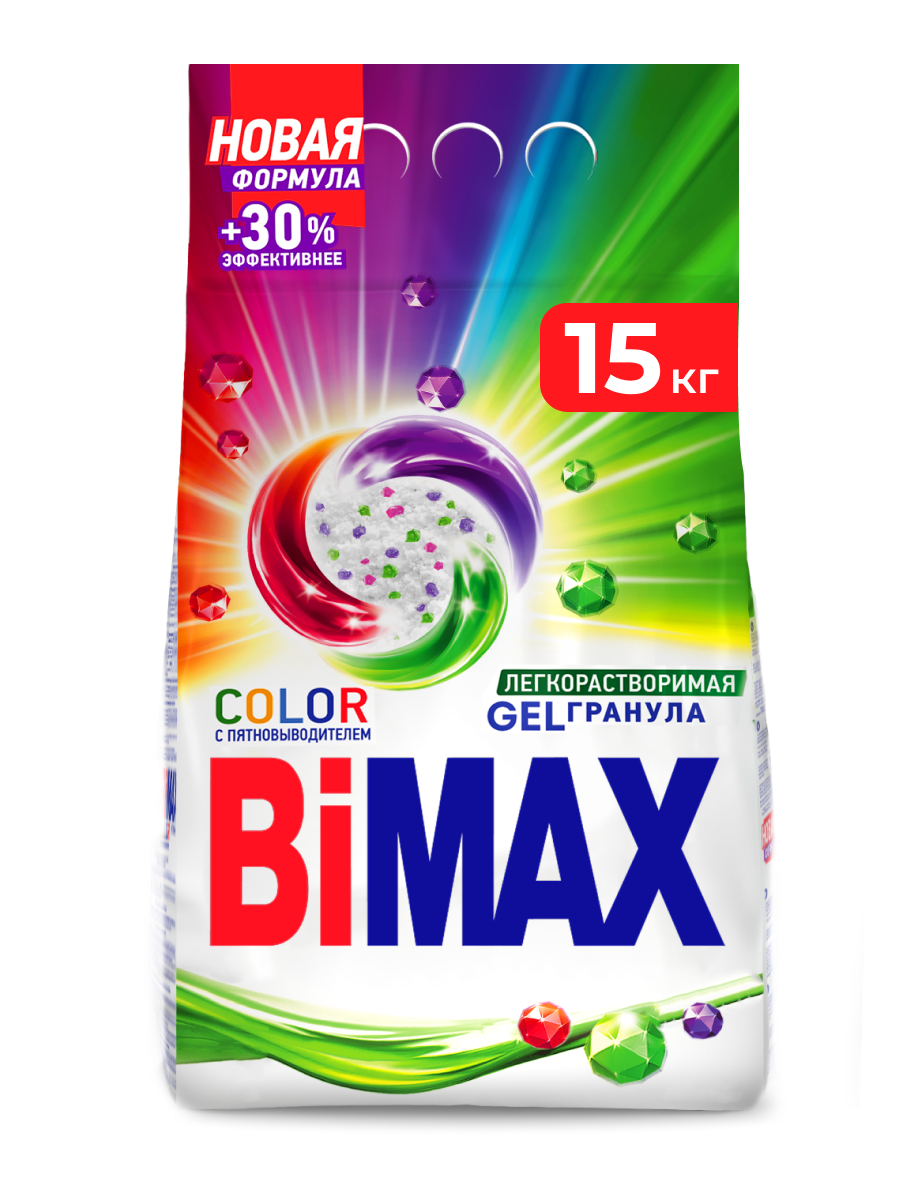 Стиральный порошок Автомат BiMAX Color, 15 кг, 100 стирок, для ручной и машинной стирки