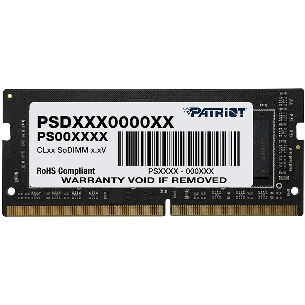 Оперативная память Patriot Signature, DDR4, 8GB (1x8GB), 2666 MHz, CL19, без радиатора, SO-DIMM