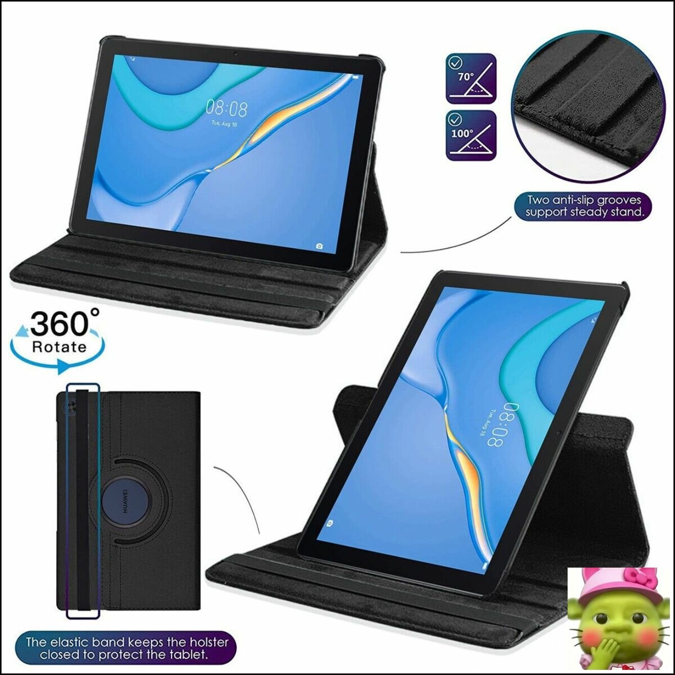 Чехол-книжка для Huawei MatePad T10s 10.1 и T10 9.7 с поворотом на 360 градусов, стилус в комплекте — фото 1