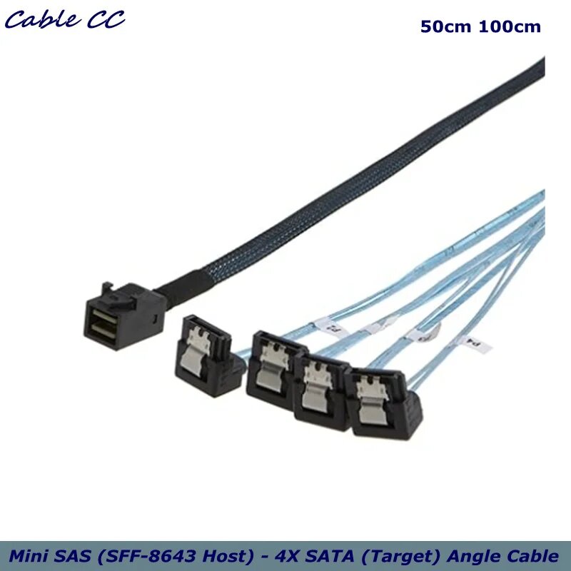 Кабель-переходник CableCC Mini SAS (SFF-8643) - 4xSATA 0.5m