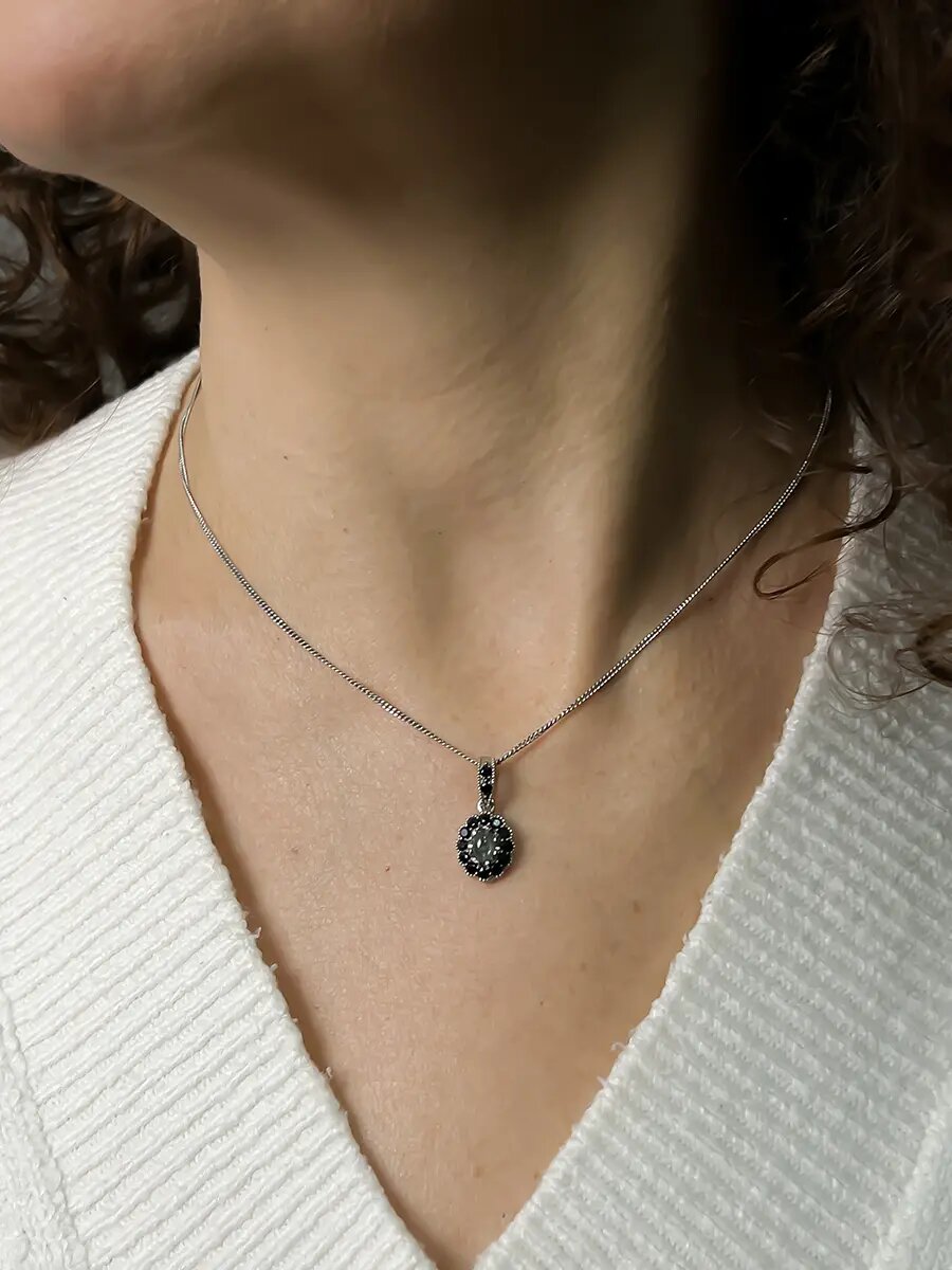 Подвеска Кристалл Мечты, белое золото, 375 проба, чернение, родирование, шпинель, александрит