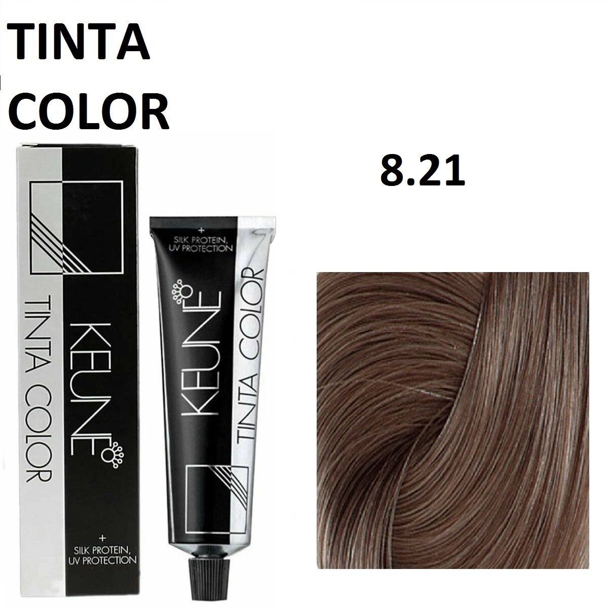 Keune Tinta Color 8.21 Перманентный краситель - Стойка краска для волос Светлый Блонд Перламутровый Пепел 60 мл