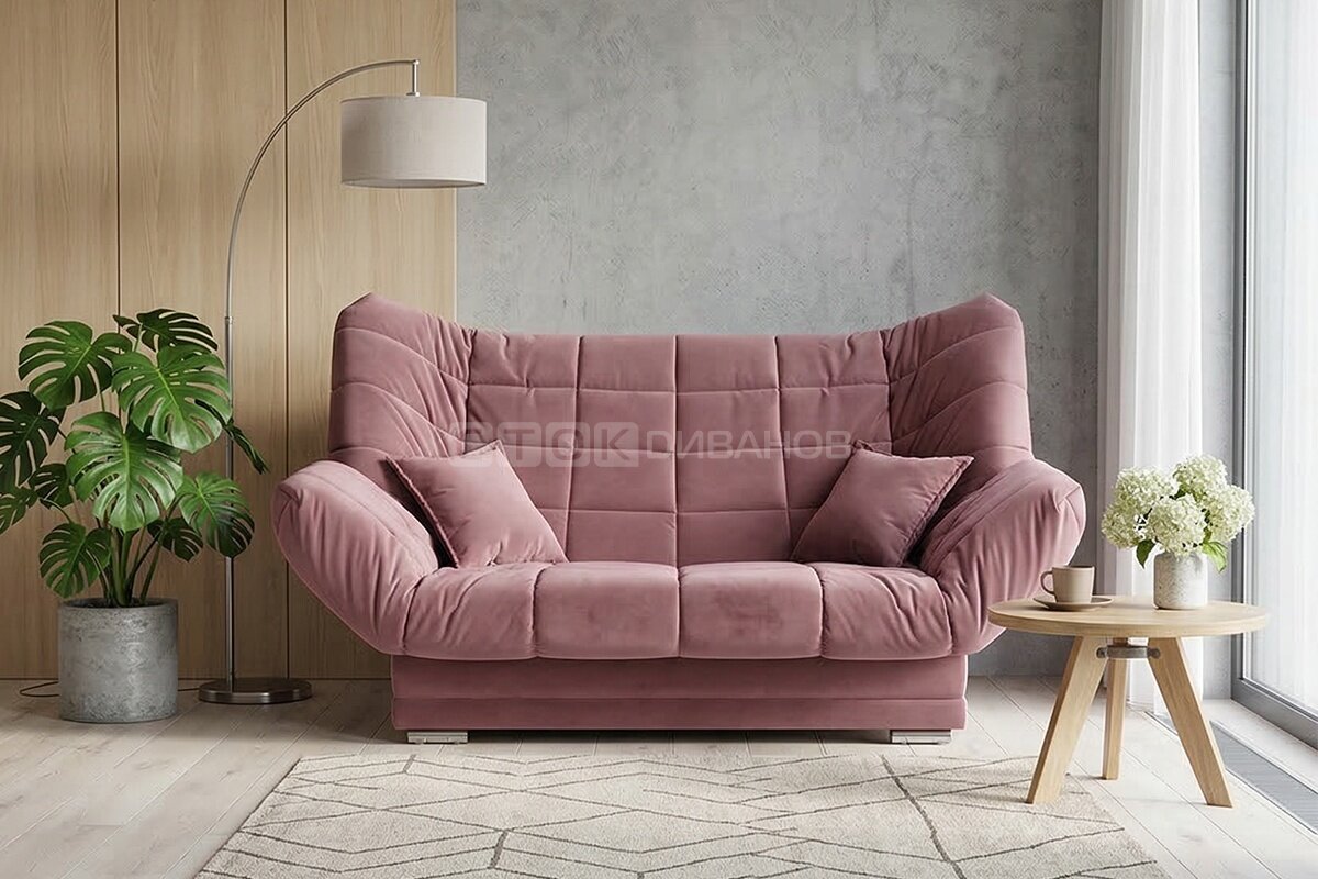 Диван Сток Диванов Марко, пудровый велюр, механизм клик-кляк, съёмный чехол