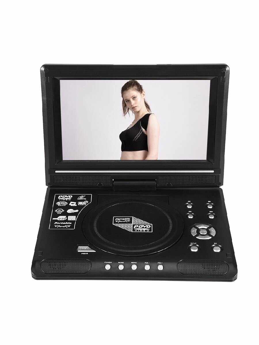 9,8-дюймовый портативный мобильный DVD с мини-телевизором, HD-плеером, встроенной аккумуляторной батареей, поддержкой SD-карты/USB-порта/DVD