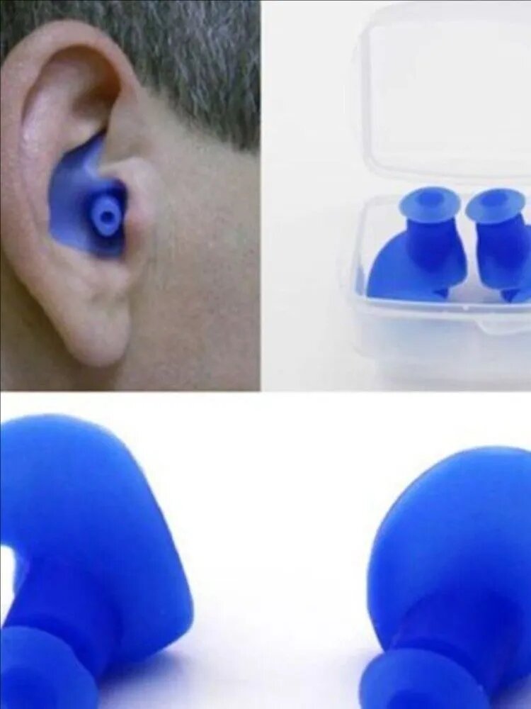 Беруши для плавания силиконовые синие для взрослых и детей, защита от воды в уши