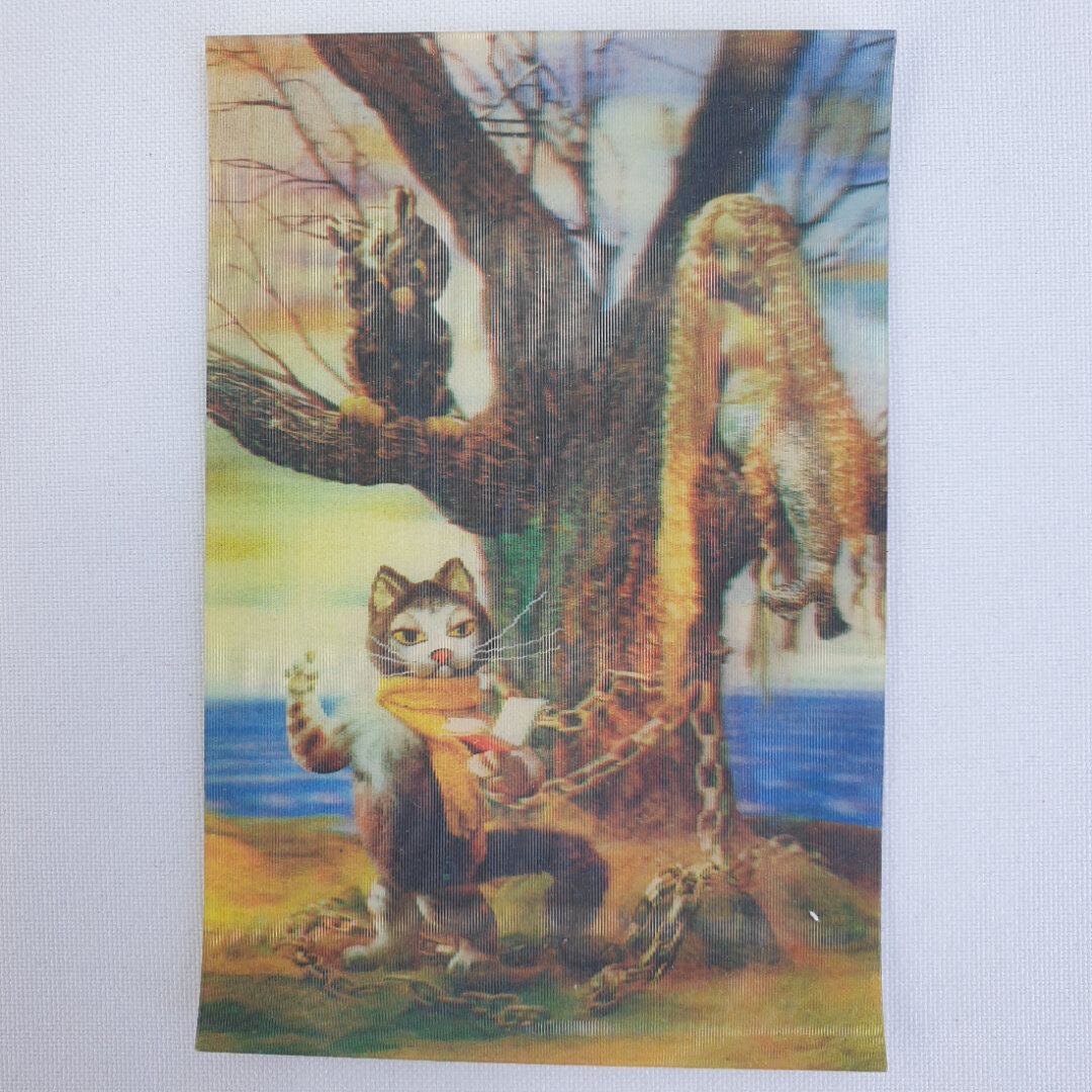 Стерео-календарь "Кот ученый", 1990 год, винтаж СССР