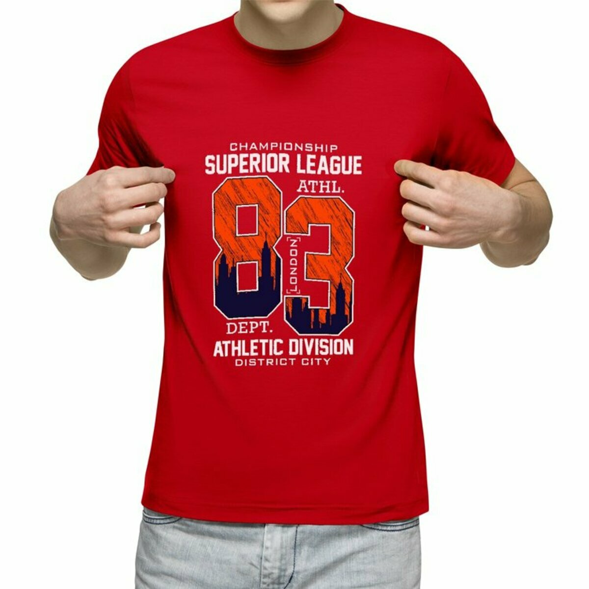 Мужская футболка «В огнях мегаполиса» (красный, S)