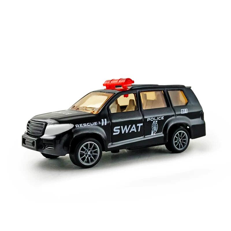 Мини-черный полицейский SWAT SUV из сплава модель 13012-2A для детей, реалистичный полицейский транспорт