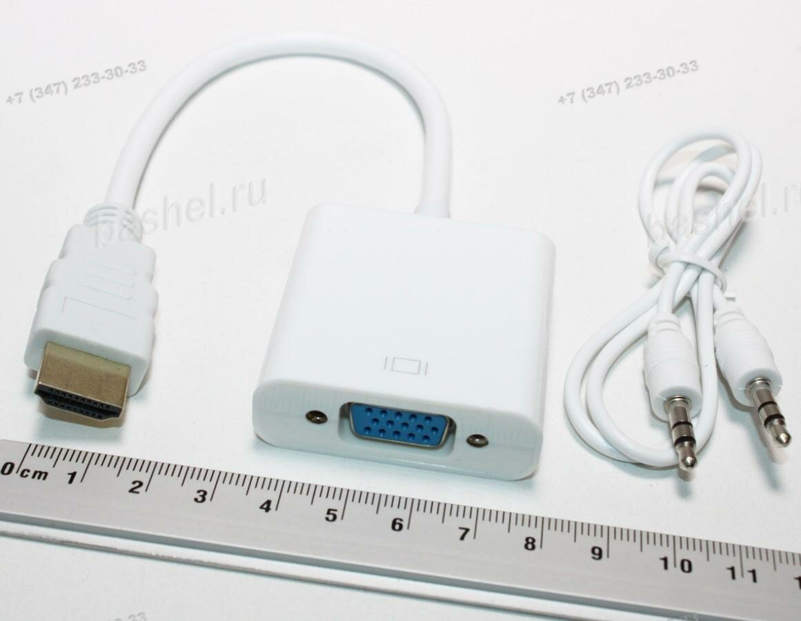 HDMI (m)-VGA (f)+AUX, Конвертер-переходник (адаптер), RUiCHi, с аудио выходом «Джек 3,5 мм»