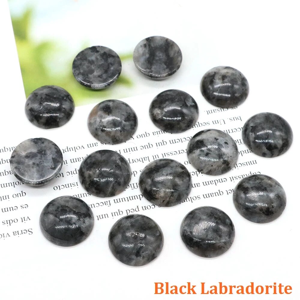 Кабошоны Black Labradorite, круглые, 25 мм, черные