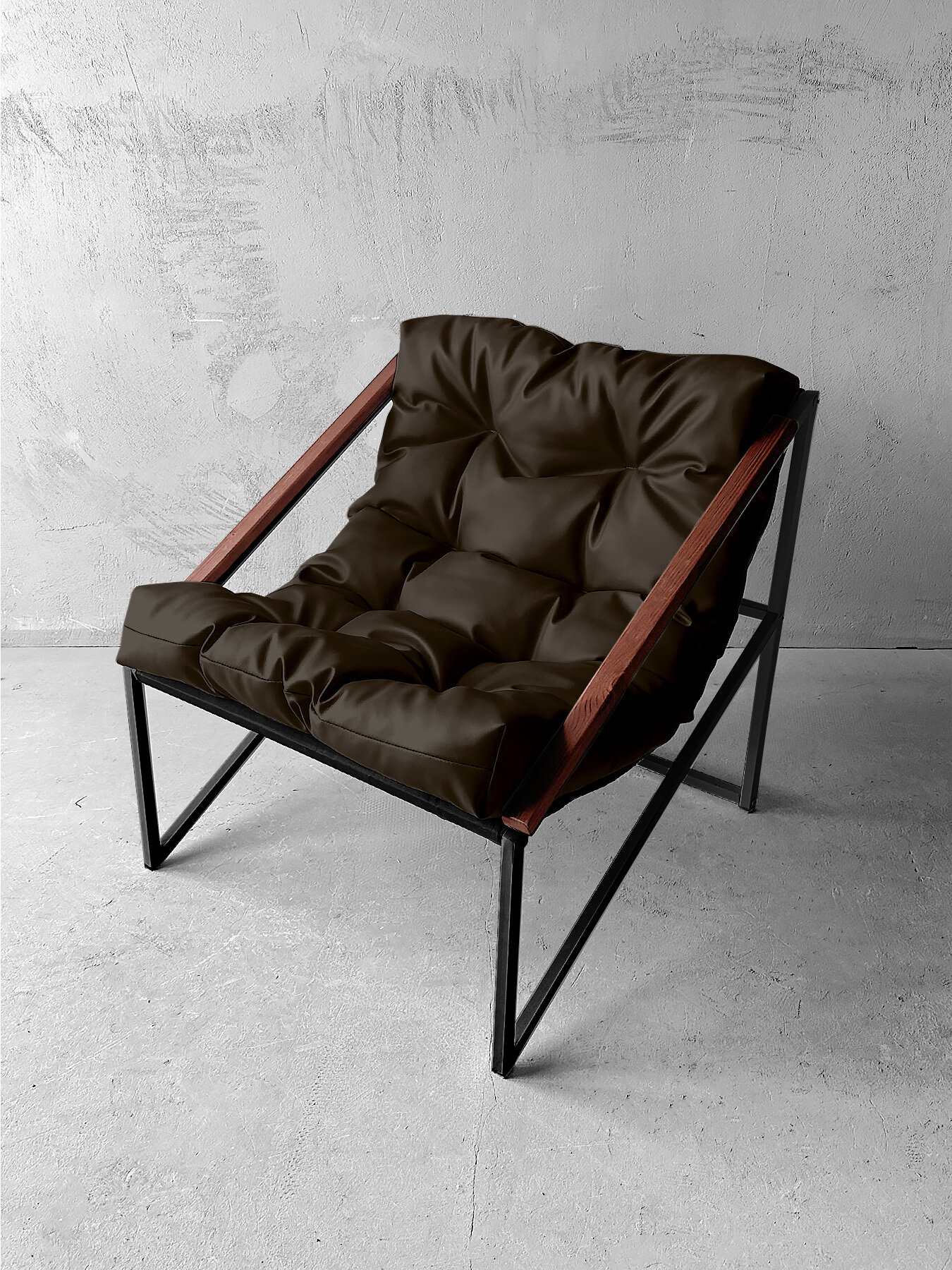 Кресло в стиле лофт Лофтовик Слэш ++ Коричневый экокожа