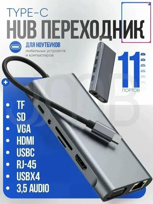 USB разветвитель 11 в 1 USB HUB Type C док станция Usb 3.0 хаб 3 0 переходник концентратор адаптер RUZSJ 4k Hdmi RJ45 TF SD картридер для ноутбука для макбука USB-2.0 Type-c vga pd aux