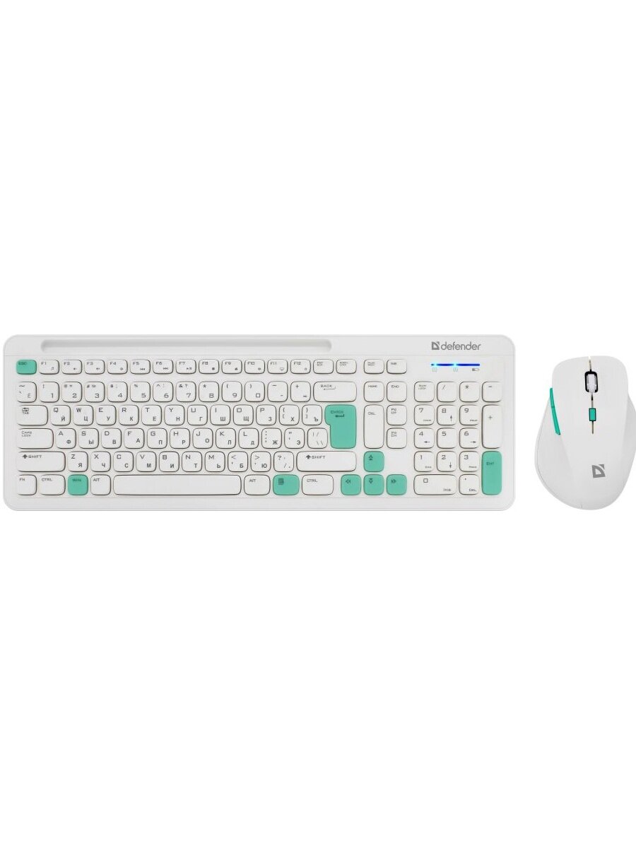 Клавиатура и мышь Wireless Defender Cerrato C-978 RU бело-голубой, полноразмерный