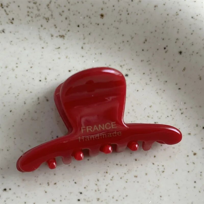 Красная заколка-краб Handmade France
