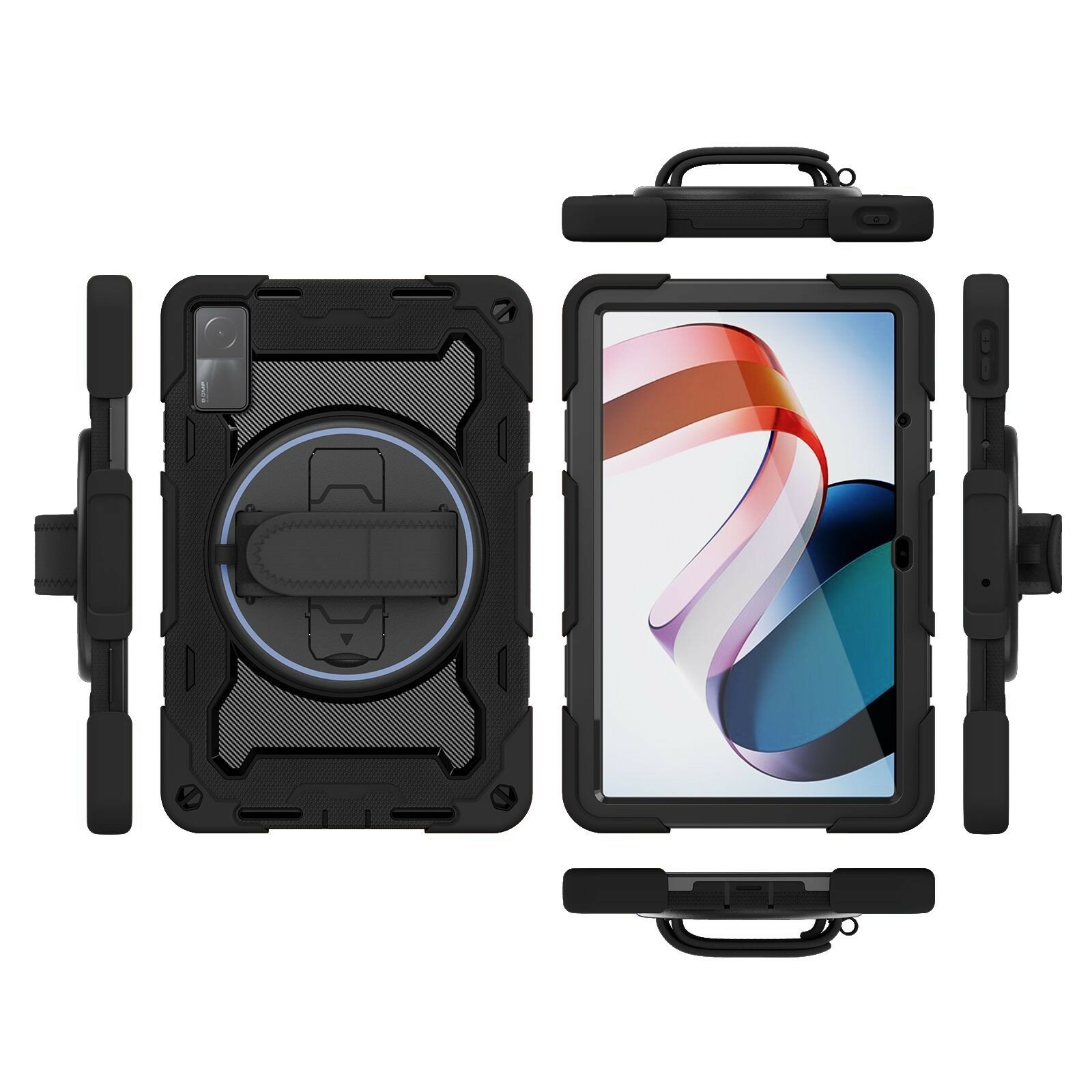 Чехол MyPads для планшета Xiaomi Redmi Pad 10.61, ударопрочный с ручкой и плечевым ремнем, черный