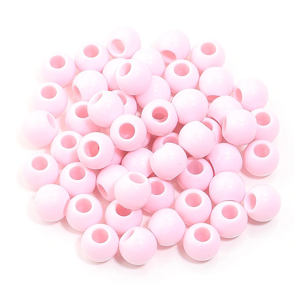 50 шт. Акриловые бусины 10 12 14 мм разноцветные Розовый, Pink 14mm