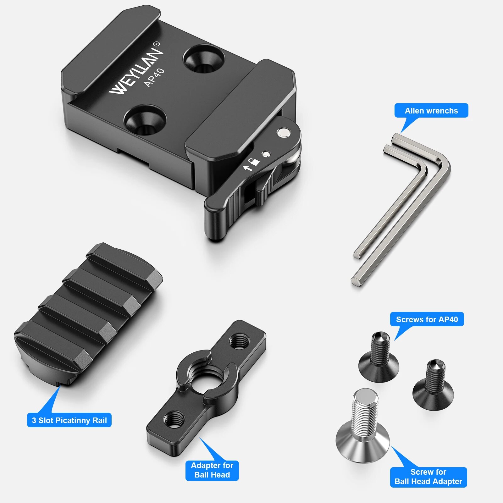 WEYLLAN AP40 Picatinny to Arca Swiss адаптер крепление быстрозапирающийся рычаг зажим алюминиевый для Atlas Picatinny двухпода штатив шаровая головка
