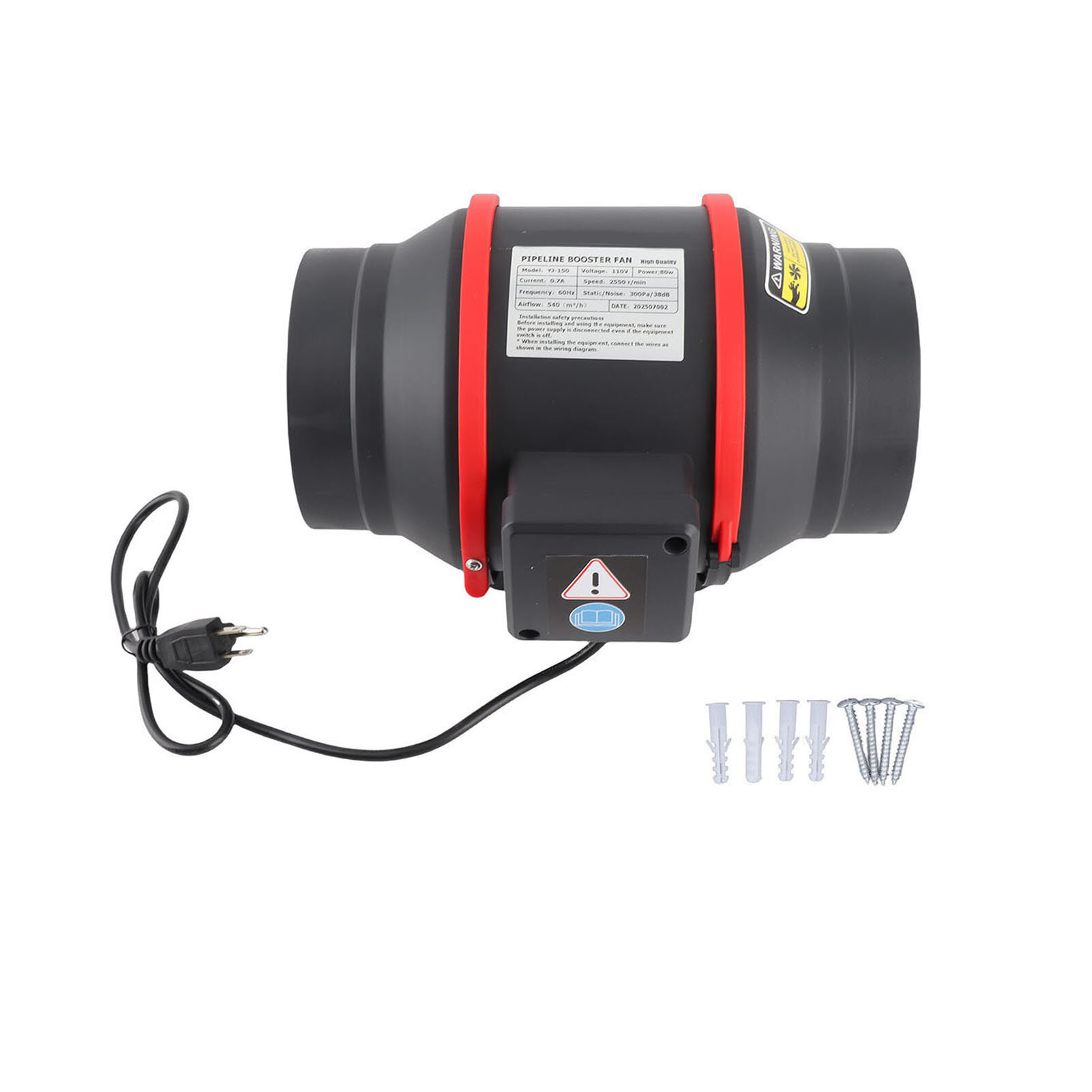 Канальный вентилятор 6in тихий для гроубокса, 80W US 110V