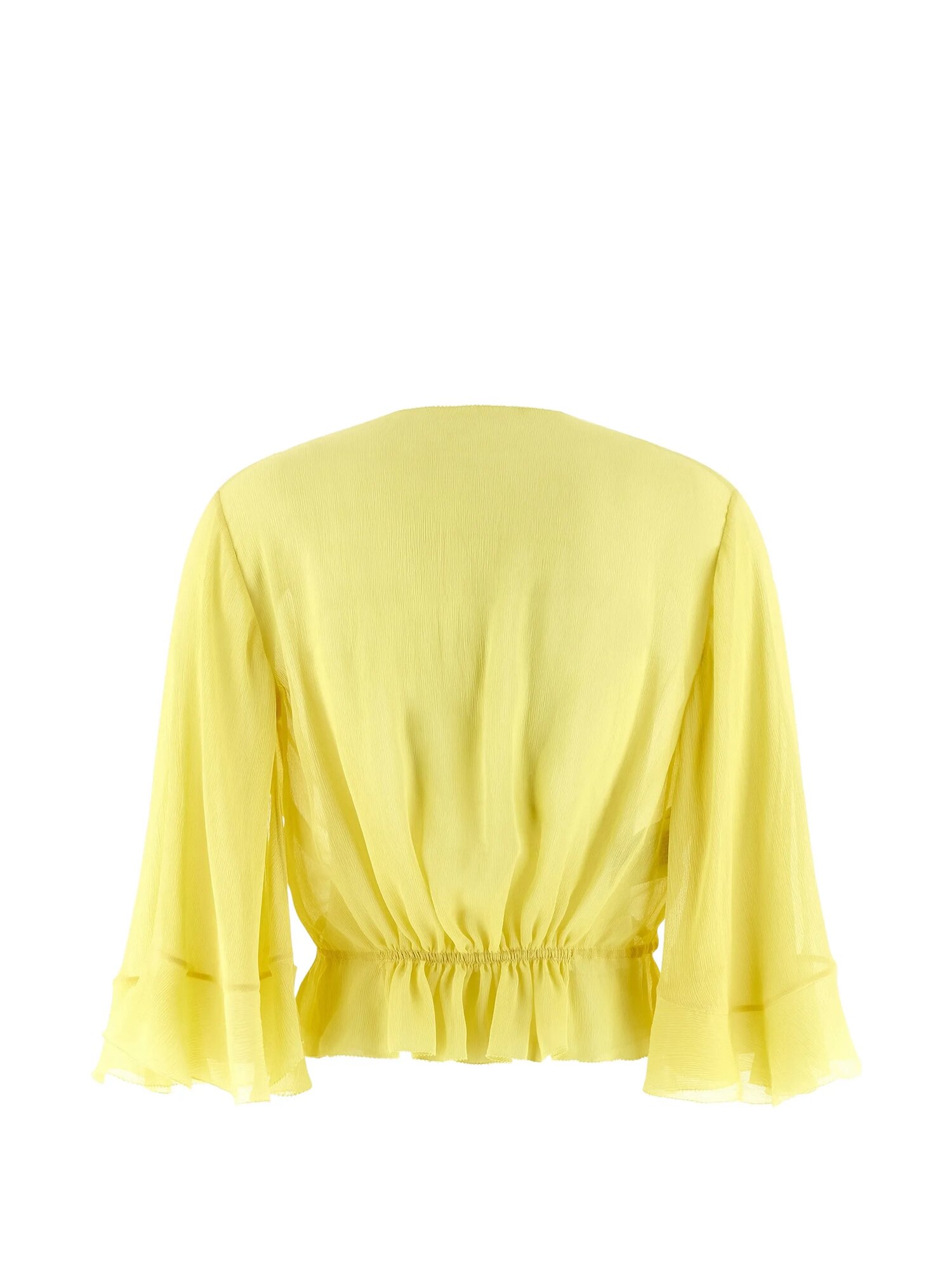 Блуза Alberta Ferretti Drawstring ruffled blouse, размер 42, yellow — фото 1