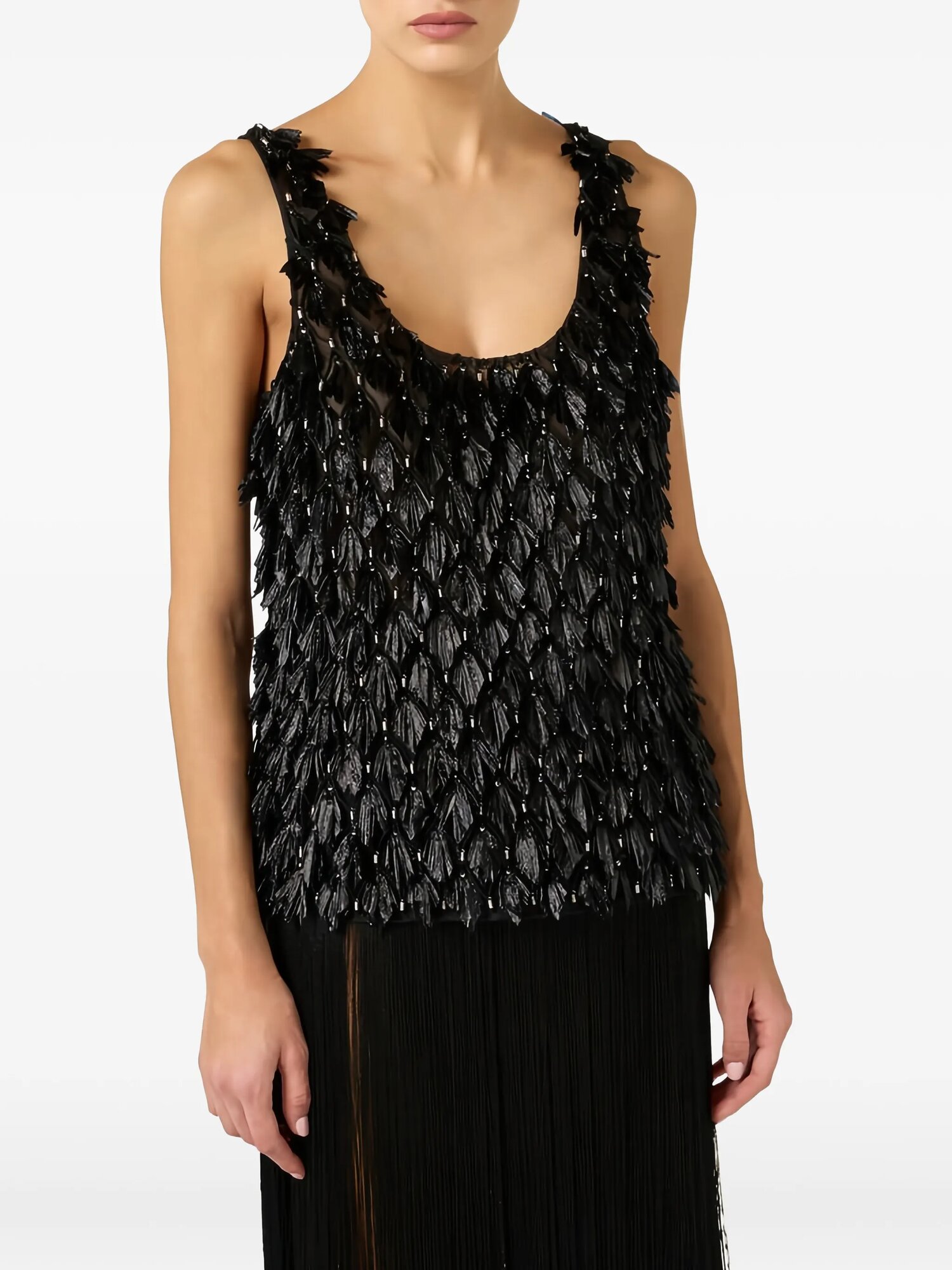 Топ Elisabetta Franchi Tulle 3D embroideries top, размер 42 — фото 1
