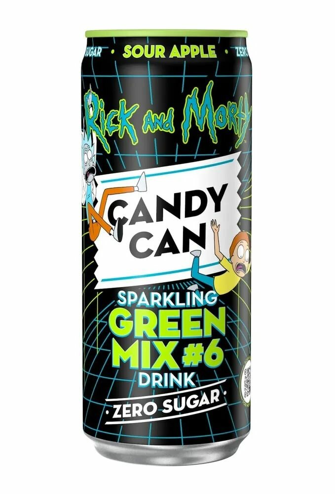 Газированный напиток Candy Can Rick & Morty Green Mix Sour Apple 330мл