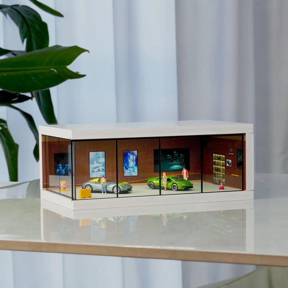 Гараж с подсветкой для машинок для моделей 1:64, Игрушечный гараж, парковка для машинок