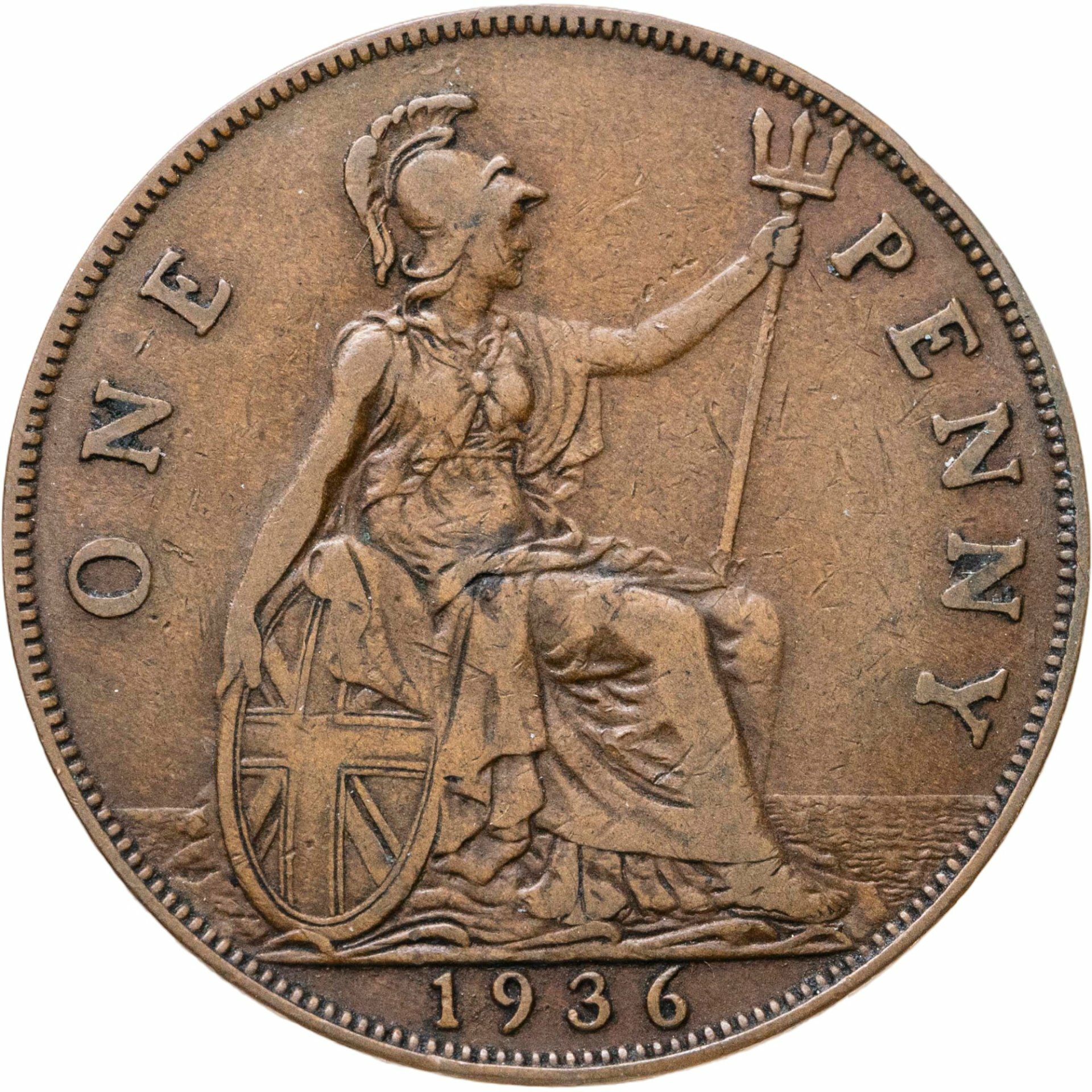Великобритания 1 пенни penny 1936, Бронза, в сохранности VF