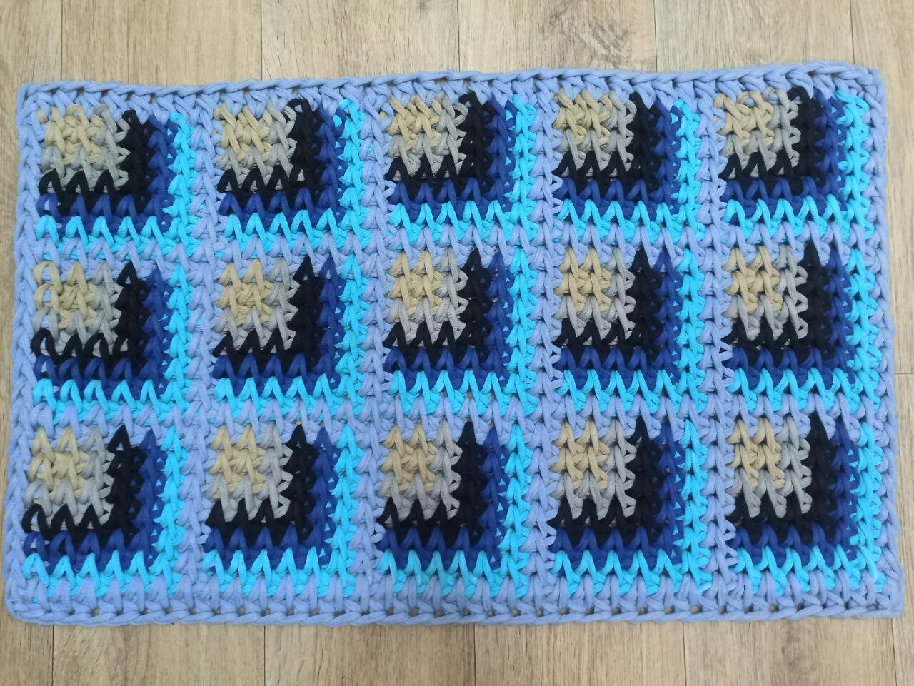 Эко коврик. Вязаный хлопковый ковер, ручной работы для гостиной, спальни, детской, прихожей, ванной и бани.