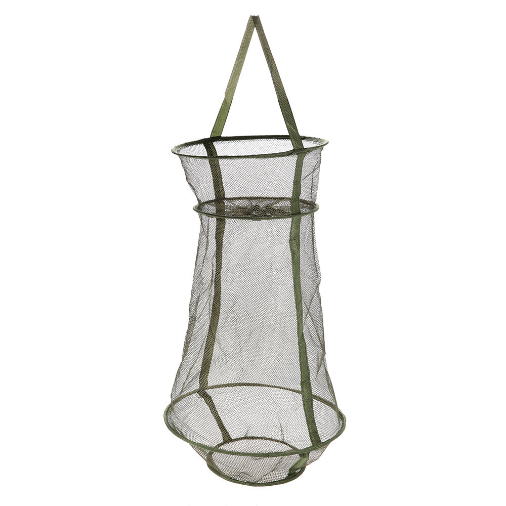 Ловушка для рыбы сетчатая быстротекающая 3 слоя складная сетка для креветок рыбацкое снаряжение 4 размера 25*40см, 35*57см, 42*72см, 50*72см цвет темно-зеленый материал тонкий сетчатый ткань 3*3мм ячейка 1шт