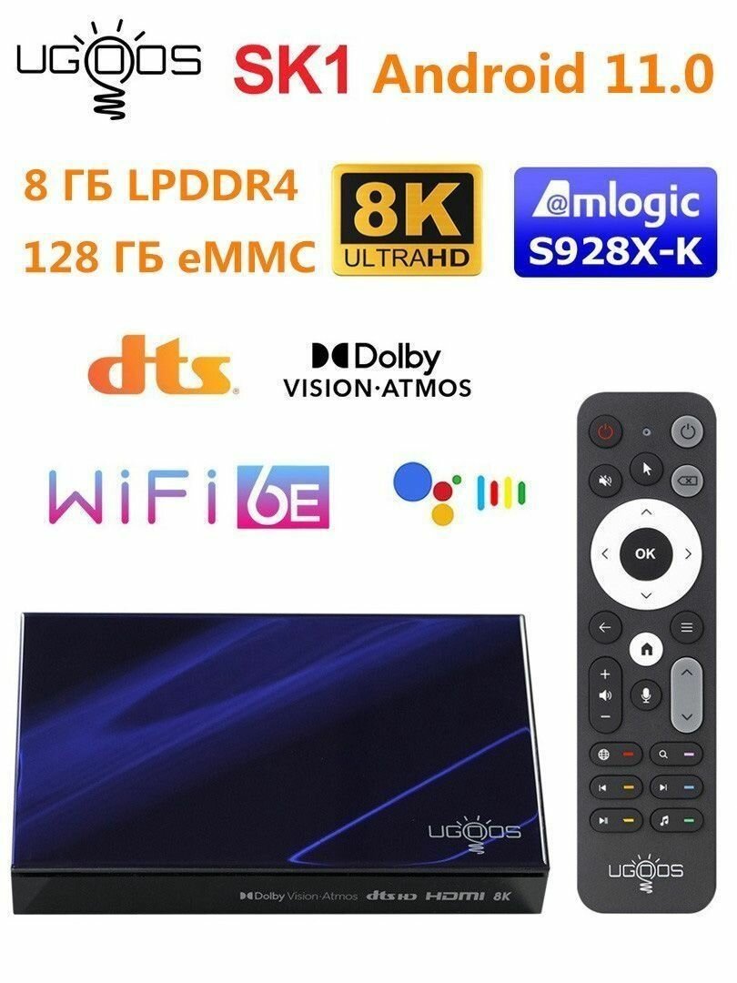 Медиаплеер Ugoos SK1 Android 11 TV BOX 8 ГБ/128 ГБ Караоке система