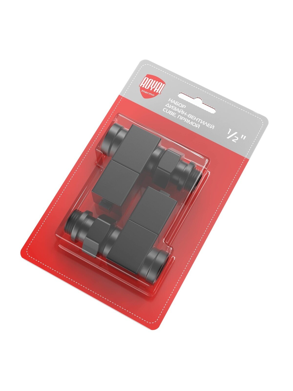 Набор дизайн-вентилей Royal Thermo CUBE, прямой (черный) 1/2"