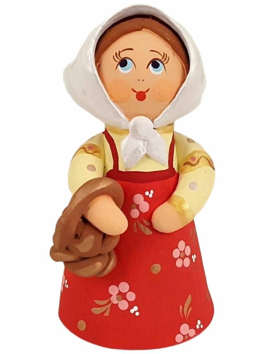 Барышня Машенька в платочке-1, Ковровская глиняная игрушка, ручная авторская работа